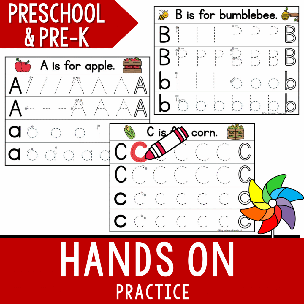 Alphabet Tracing Pages Apple Theme for Preschool and Pre-K Practice ...