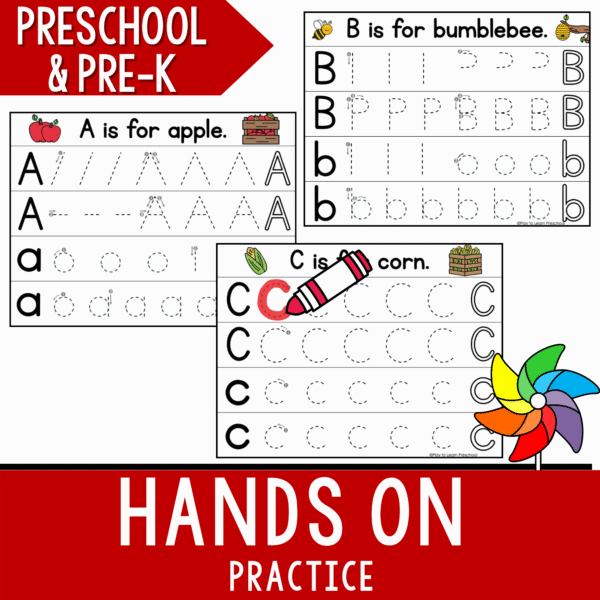 Alphabet Tracing Pages Apple Theme for Preschool and Pre-K Practice ...