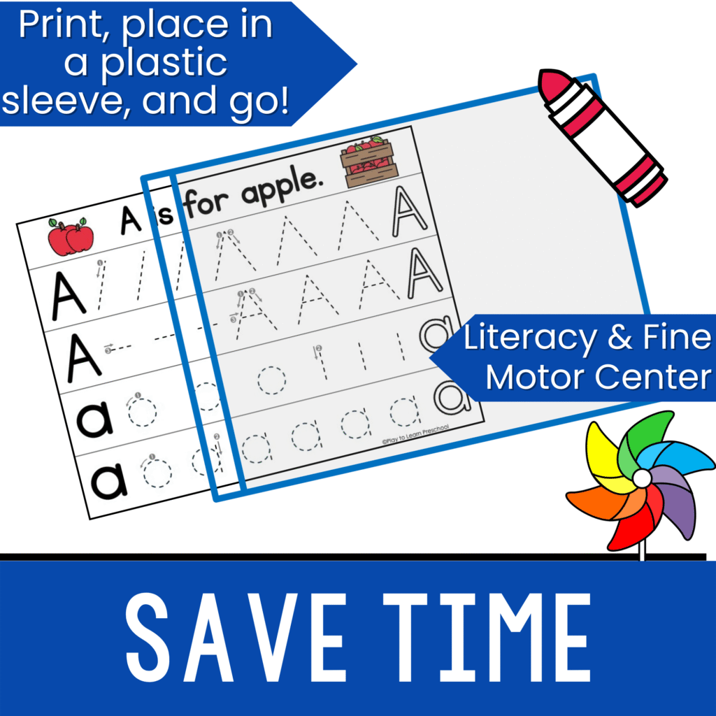 Alphabet Tracing Pages Apple Theme for Preschool and Pre-K Practice ...