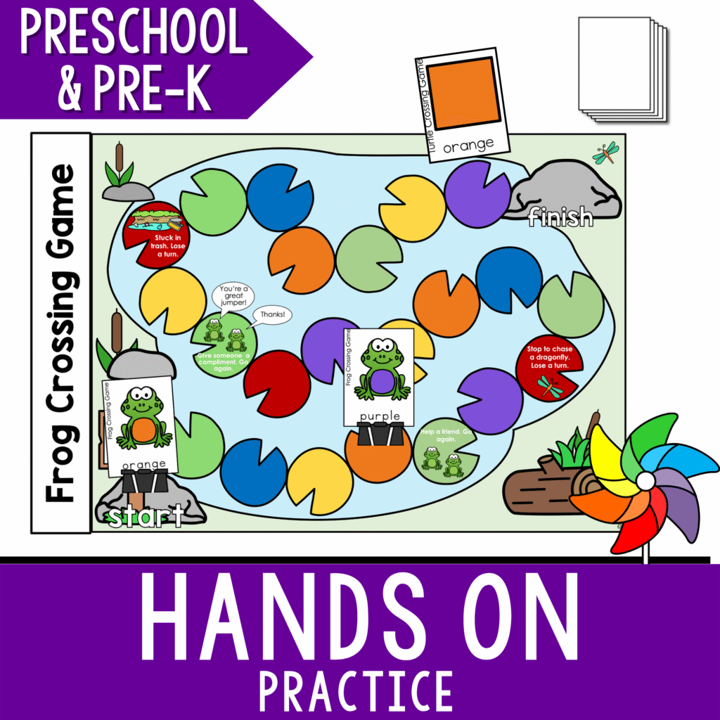 Color Board Game and Sorting Activity Pond Theme Fine Motor Preschool ...