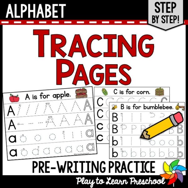 Alphabet Tracing Pages Apple Theme for Preschool and Pre-K Practice ...