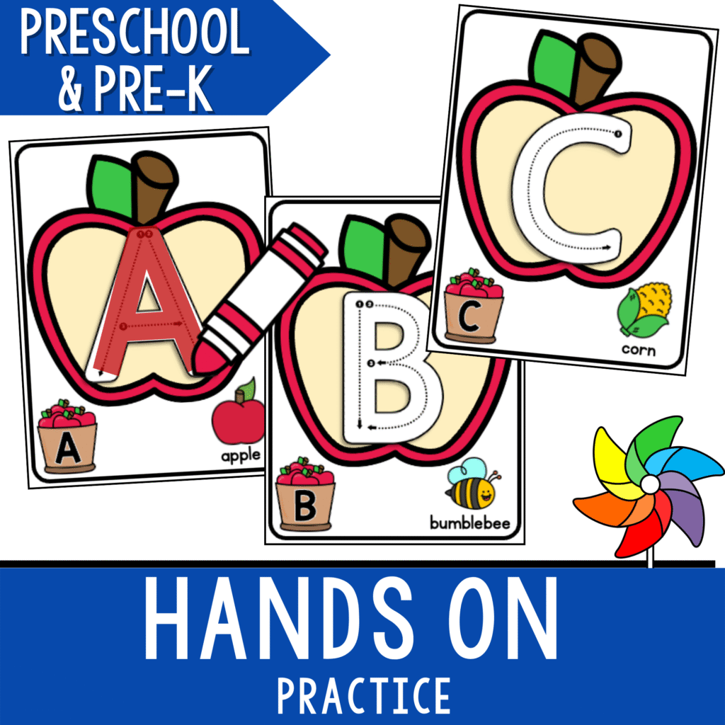 Fall Apple Writing Cards Tracing Letters and Numbers for Preschool ...