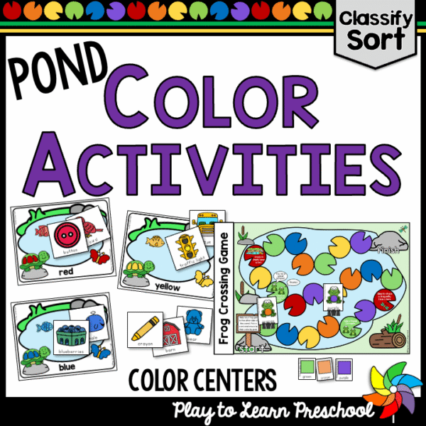 Color Board Game and Sorting Activity Pond Theme Fine Motor Preschool ...
