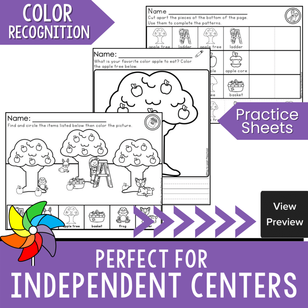 Apple Color Recognition Games for Preschool Sorting, Matching, and ...