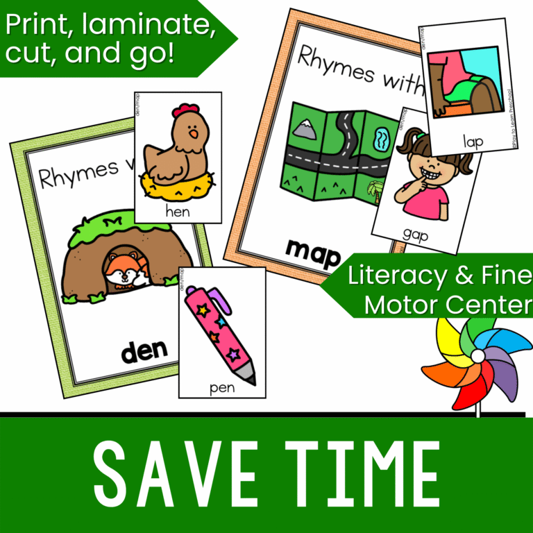 Rhyming Word Activities for Preschool and Pre-K Literacy Center Games ...