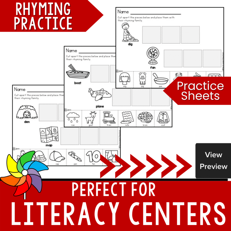Rhyming Word Activities for Preschool and Pre-K Literacy Center Games ...