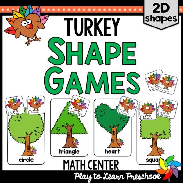 Turkey Shape Matching Activities Thanksgiving Math Centers for ...