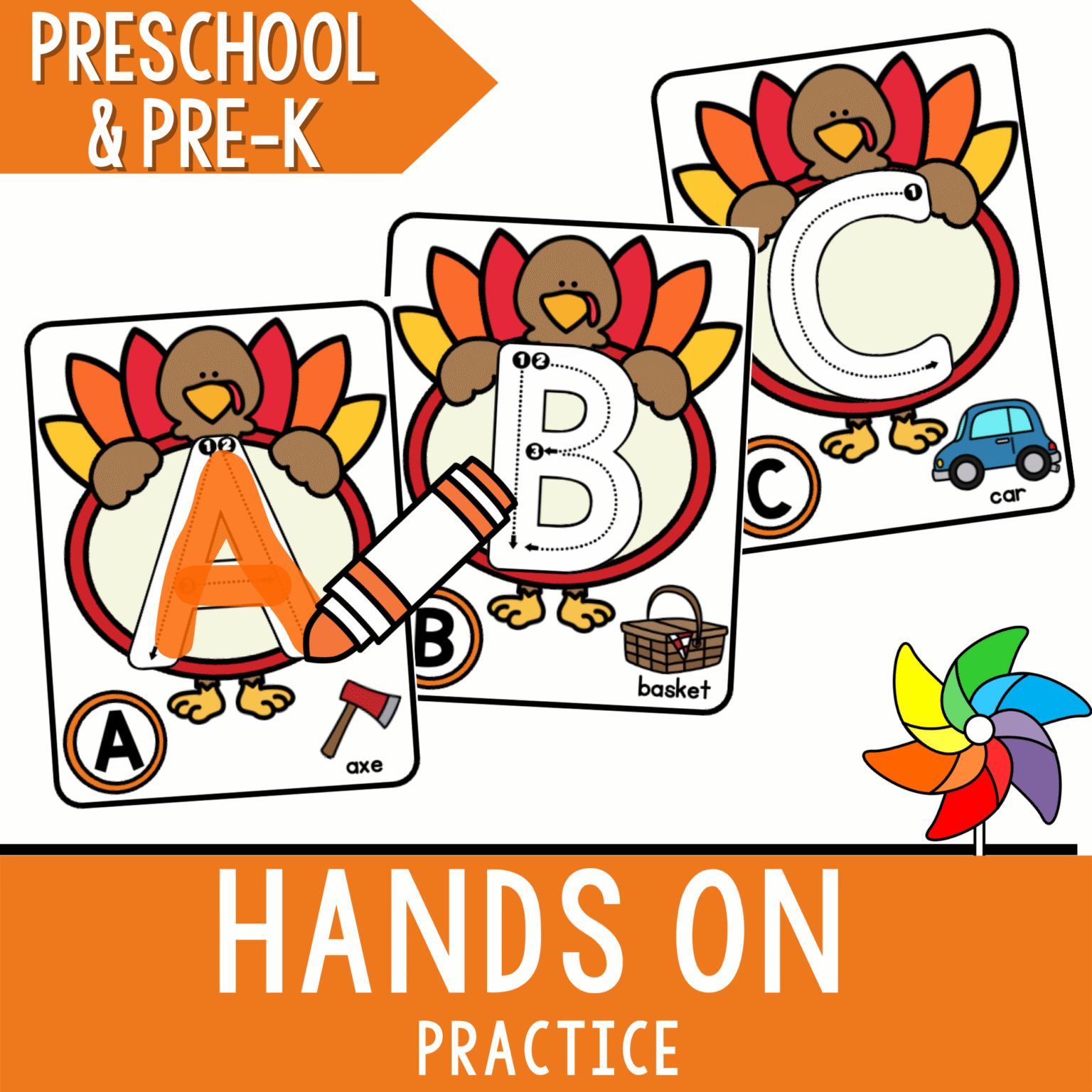 Turkey-Themed Letter and Number Tracing Cards | Preschool Thanksgiving ...