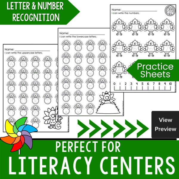 Turkey-Themed Letter and Number Tracing Cards | Preschool Thanksgiving ...