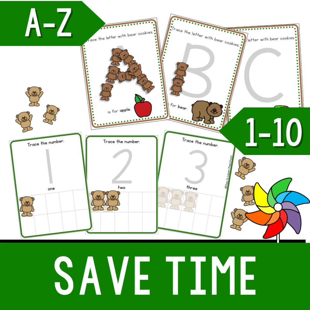 Bear Cookie Math and Literacy Fun Pack Preschool and PreK Centers and ...