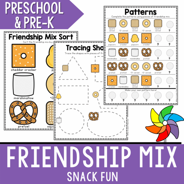 Friendship Mix Fun Pack Preschool Snack Math and Literacy Activities ...