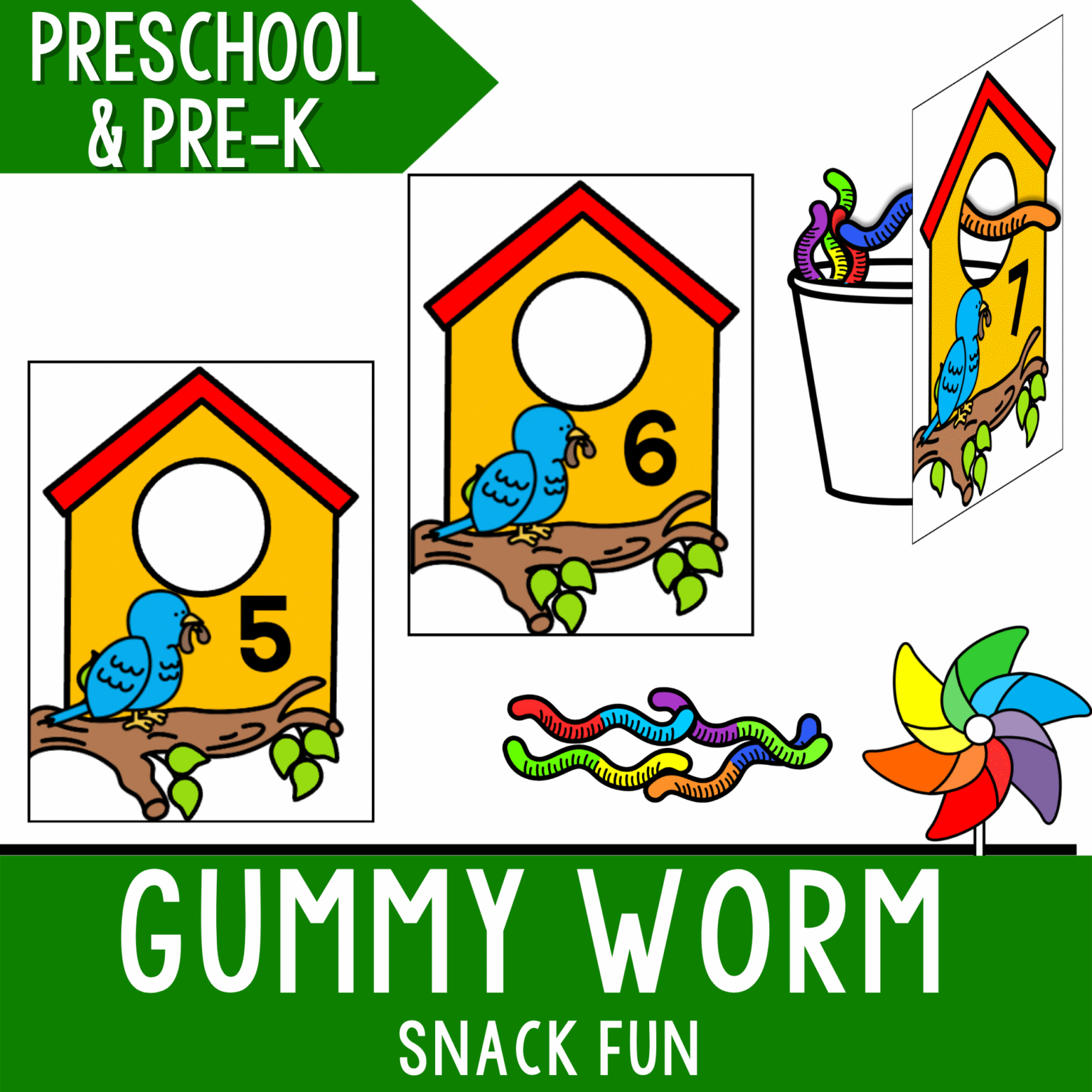 Gummy Worm Fun Pack Preschool & Pre-K Math and Literacy Activities for ...