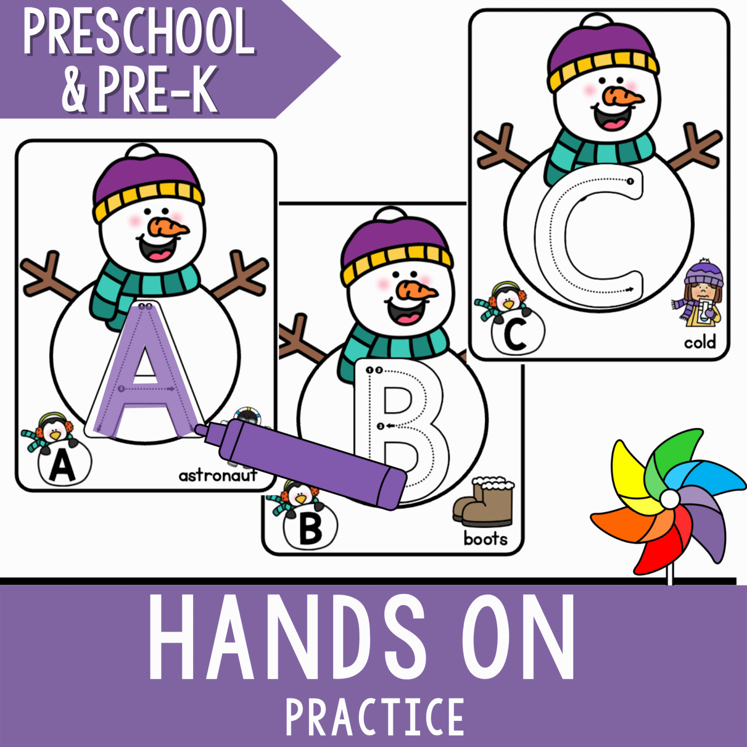 Snowman Writing Cards Letter Number & Shape Tracing Practice - Play to ...