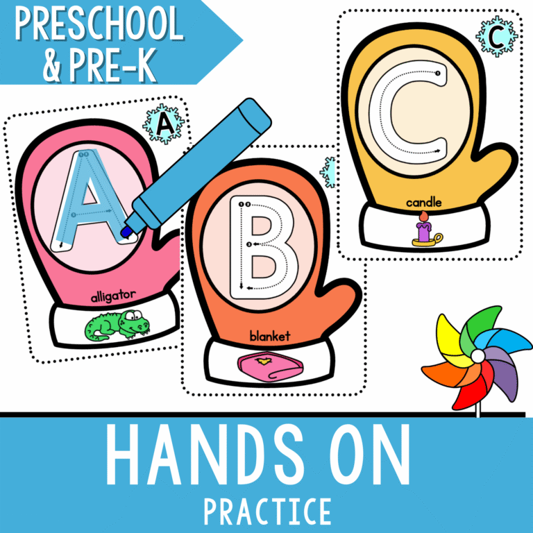 Winter Mittens Writing Cards Letter Number & Shape Tracing Practice ...