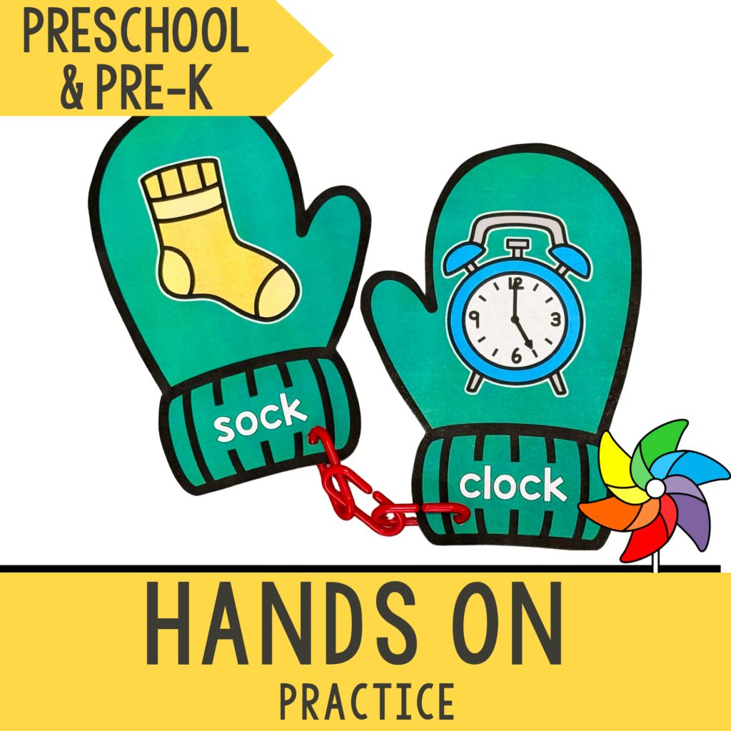 Rhyming Mittens Winter Literacy Matching Center for Preschool PreK ...