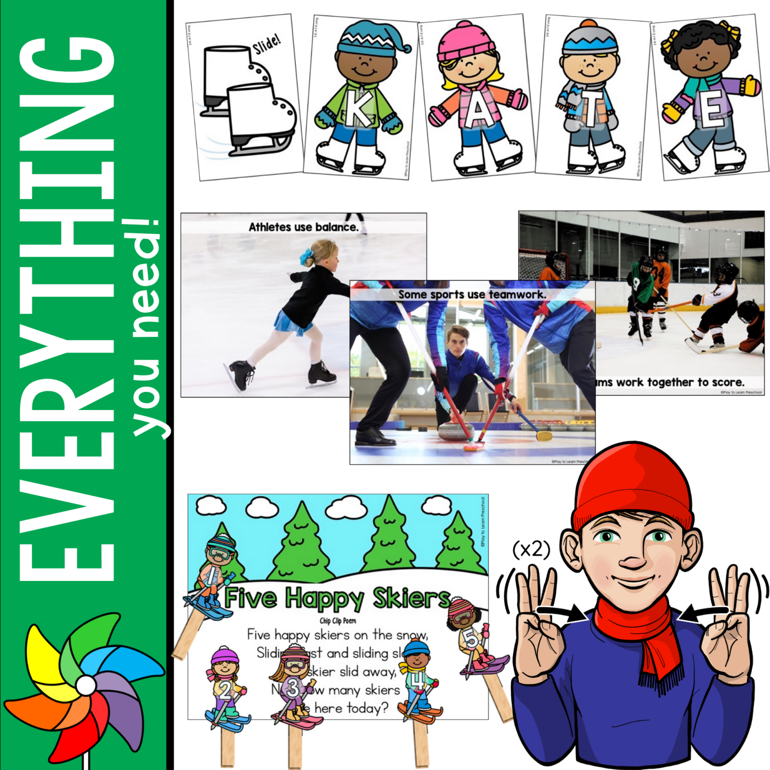 Winter Sports Circle Time Unit Preschool PreK Songs, Games & Activities ...