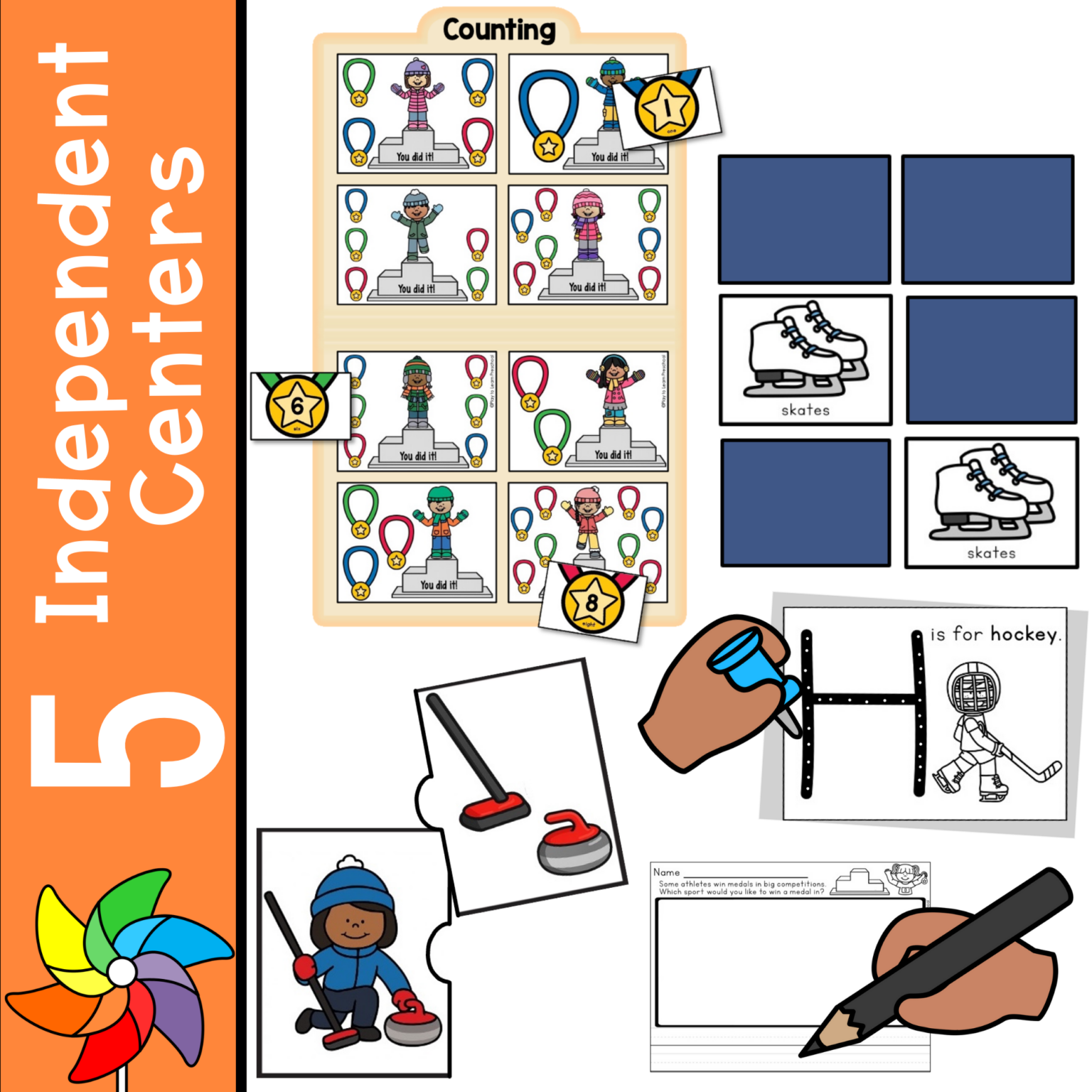 Winter Sports Circle Time Unit Preschool PreK Songs, Games & Activities ...